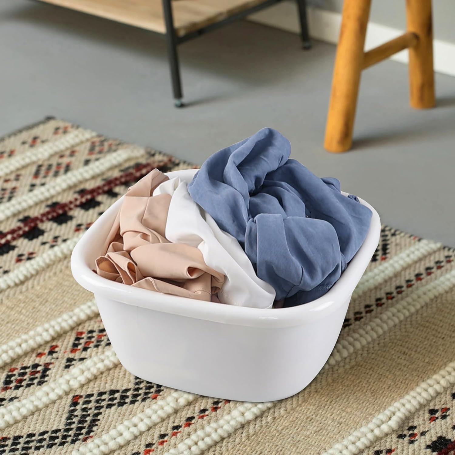 3 Pack 16 Quart Square Deep Kitchen Plastic Wash Basin, White Dish Pans ...