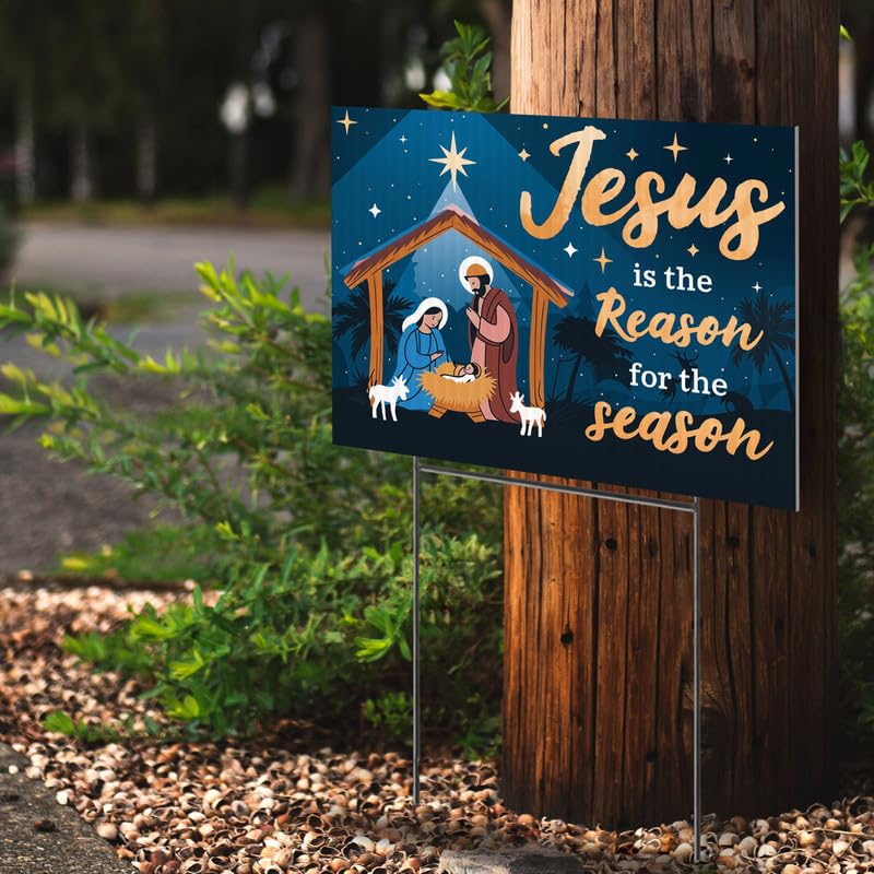 3 Pack 16"x12" Jesus is the Reason for the Season Sign, Double Sided ...