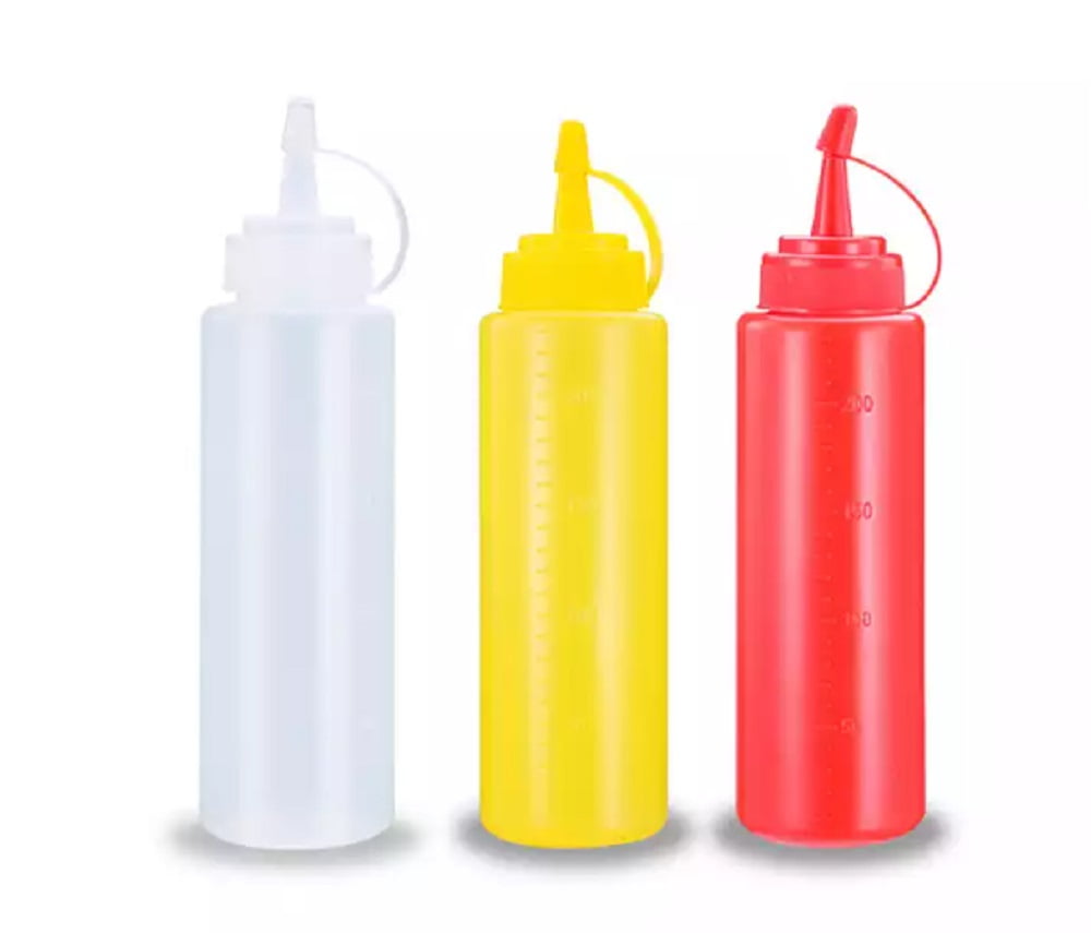 3-Pack 16oz BPA-Free Condiment Squeeze Bottles – Leak-Proof with Scale ...