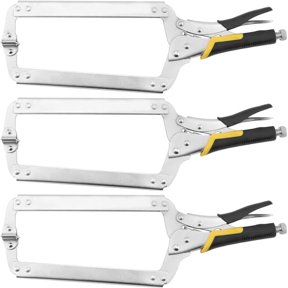 3 Pack 18 Inch Large C Clamp Locking Plier with Swivel Pads and Rubber ...