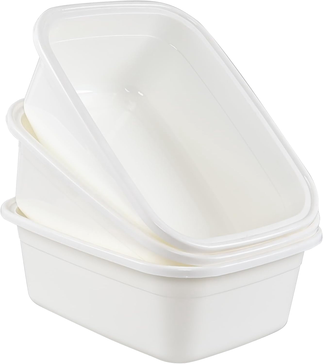 3 Pack 18 Quart Large Plastic Wash Basin, Rectangular Dishpan Wash Tub ...