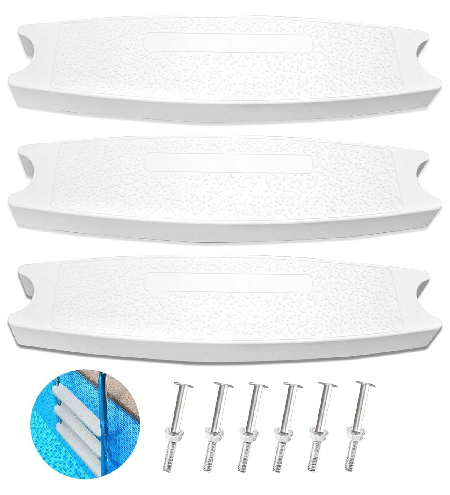 3-Pack 18" Universal Pool Ladder Steps Replacement,Heavy-Duty Molded ...