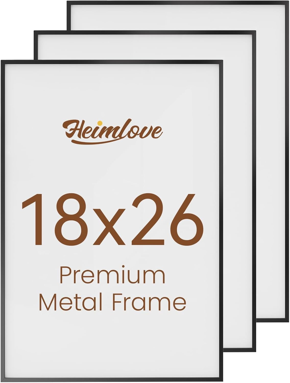 3 Pack of 18x26 Metal Picture Frame, Black Aluminum Poster Frames with ...