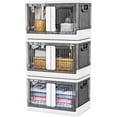 3 Pack 19 Gallon Storage Box Set with Wheels, Foldable Collapsible ...