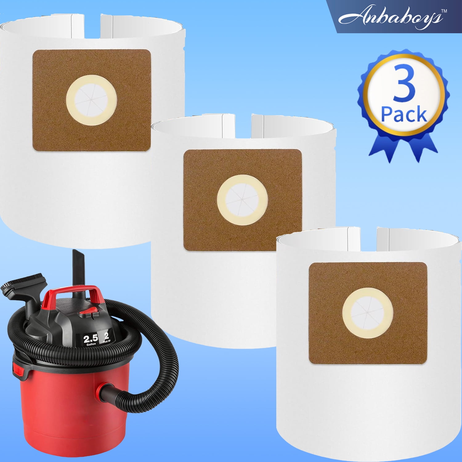 3-Pack 2-2.5 Gallon Collection Bag,90668, Compatible with Shop-Vac ...