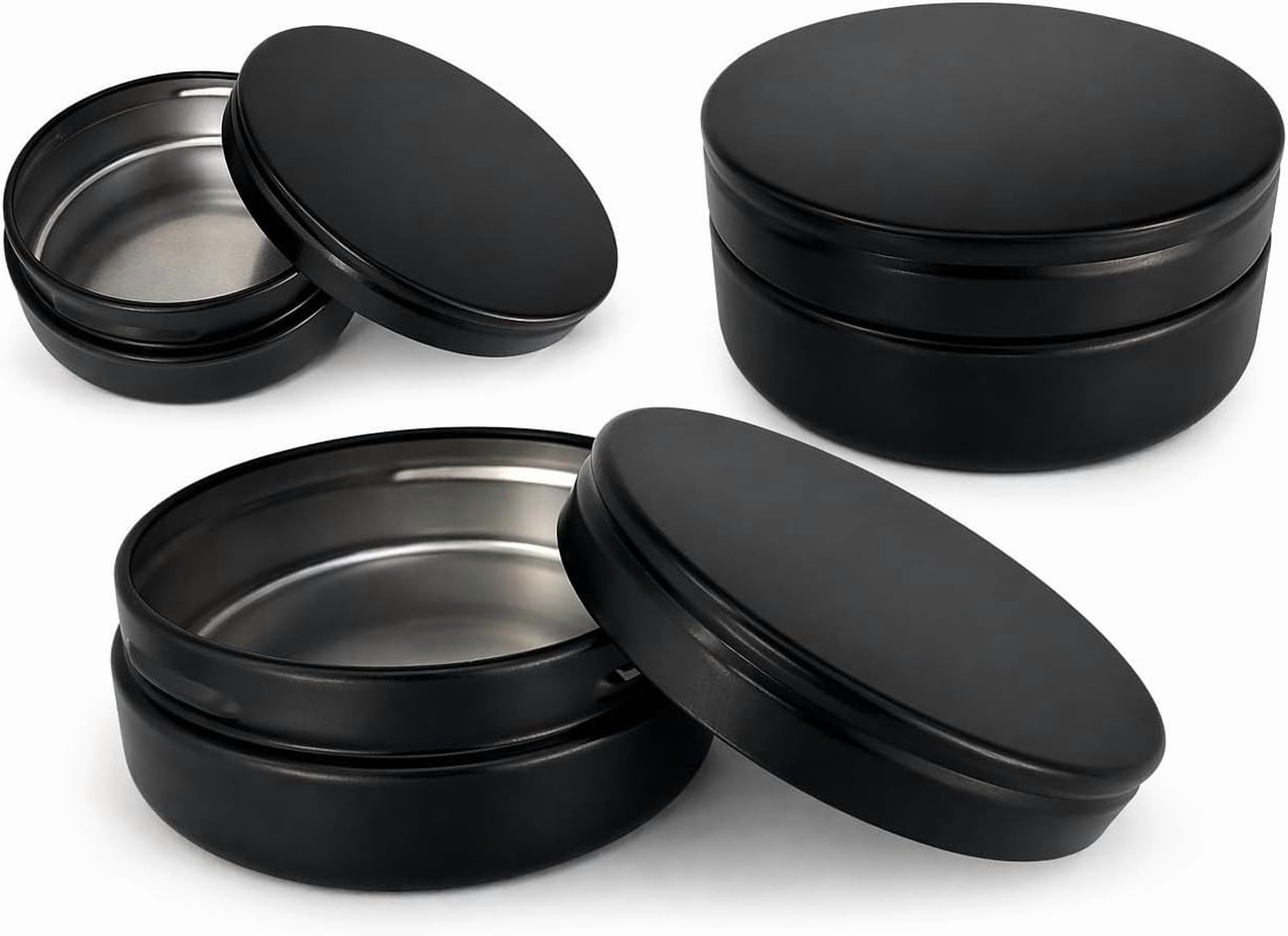 3-Pack 2.5-Inch Round Metal Tin Containers with Screw Top Lids, Black ...
