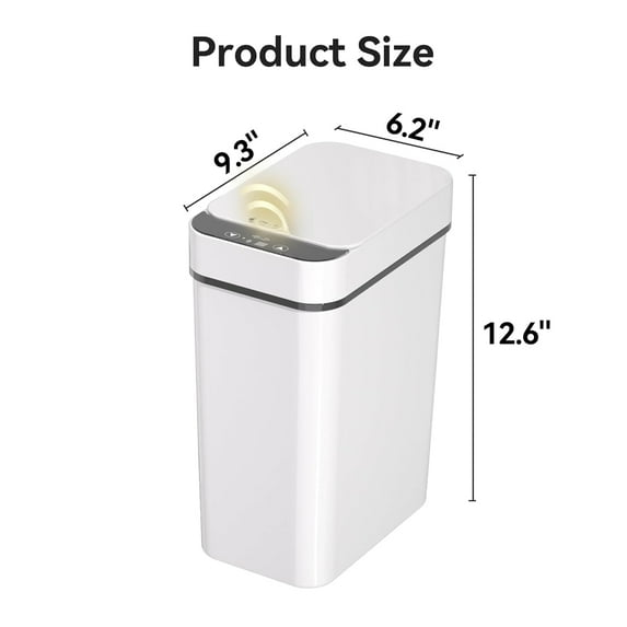 3-Pack 2.6Gal White Slim Motion Sensor Trash Can Touchless Waterproof ...