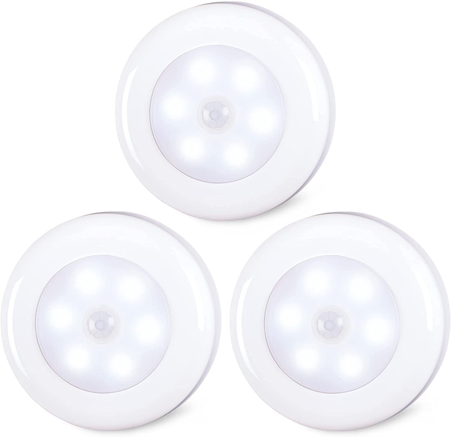 3 Pack 2.8” Motion Sensor Lights Indoor AAA Battery Operated, Stick on ...