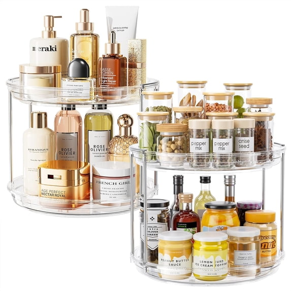 3 Pack 2-Tier Rotating Lazy Susan, 9.25'' Turntable Spice Rack, Multi ...
