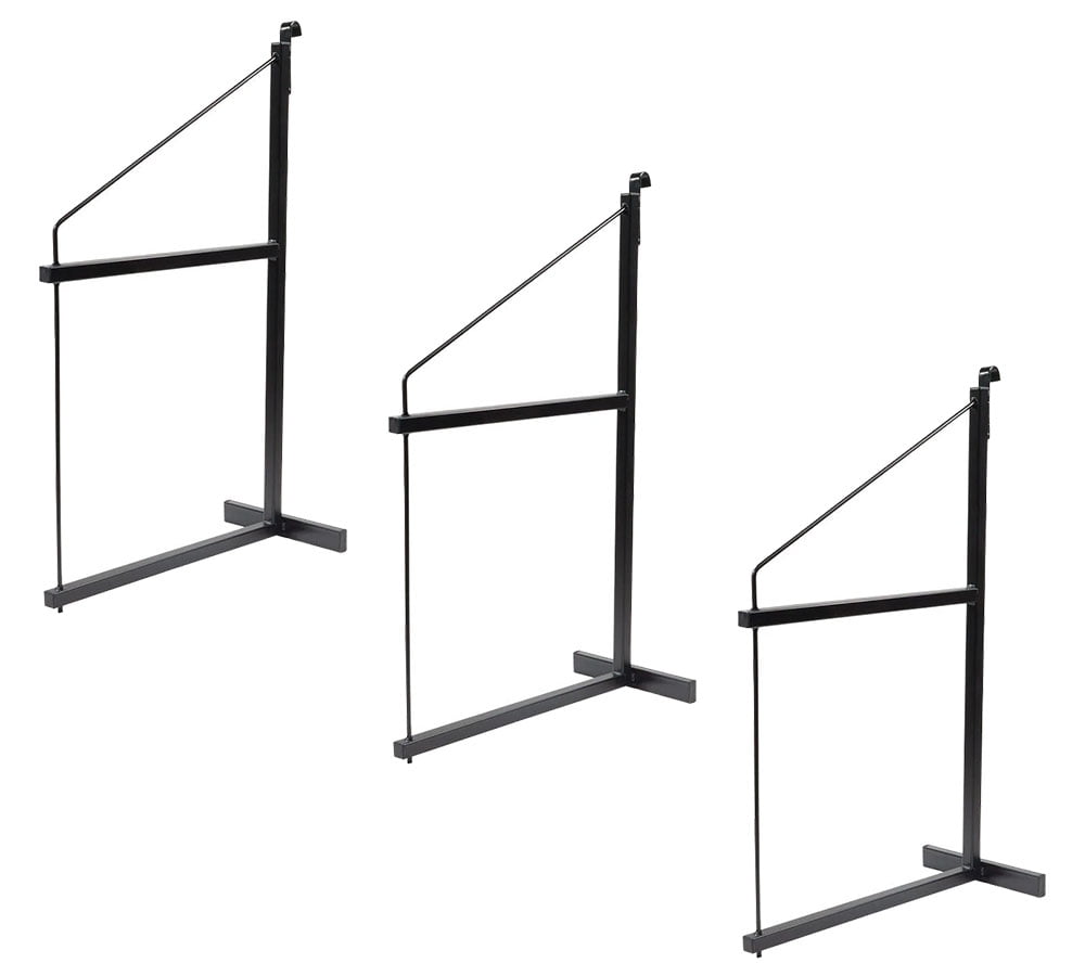 3 Pack 2 Tier Shipping Container Shelving Bracket with Hooks - 19-3/4 ...