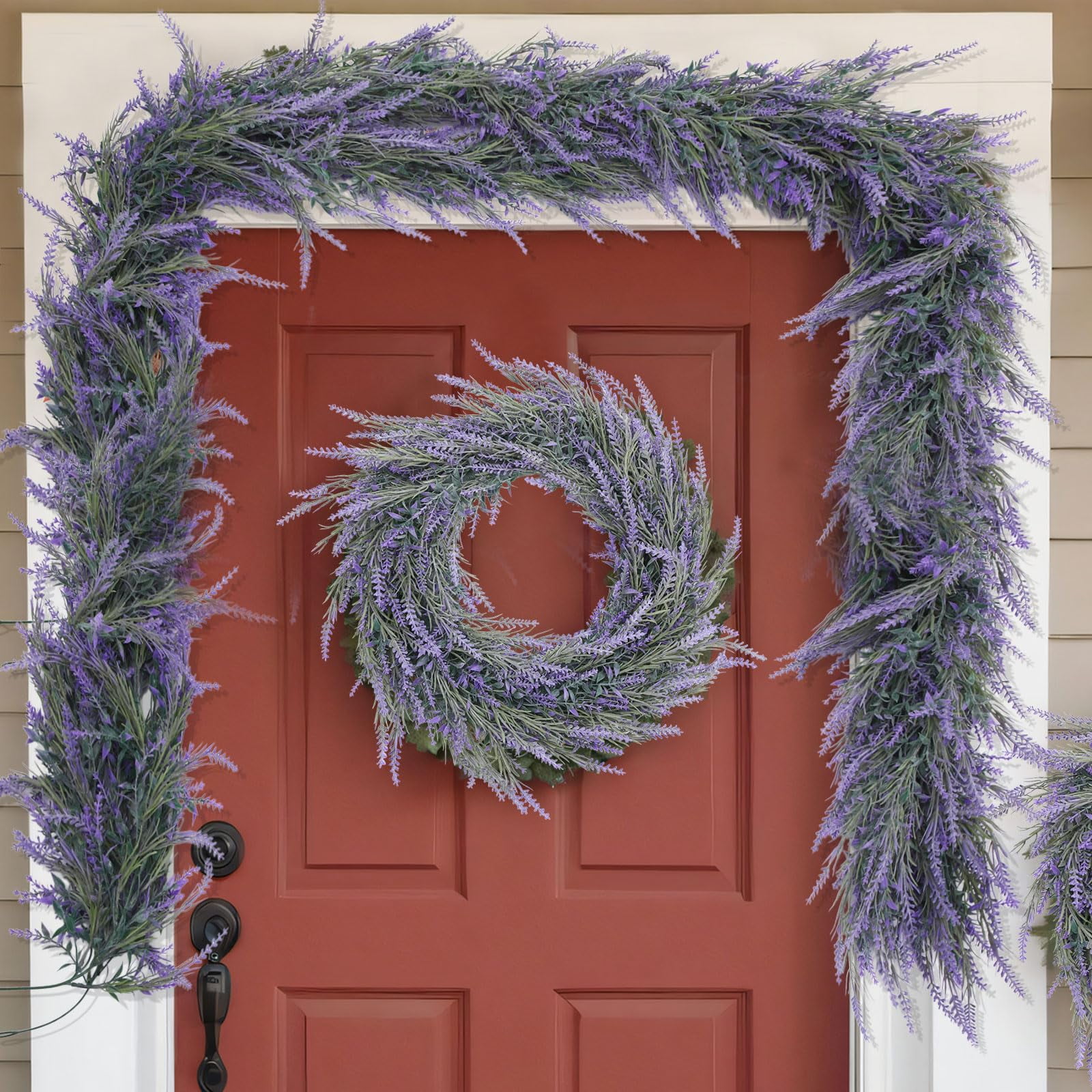 3 Pack 20'' Lavender Wreath 6FT Garland Door Home Decor Spring Summer ...
