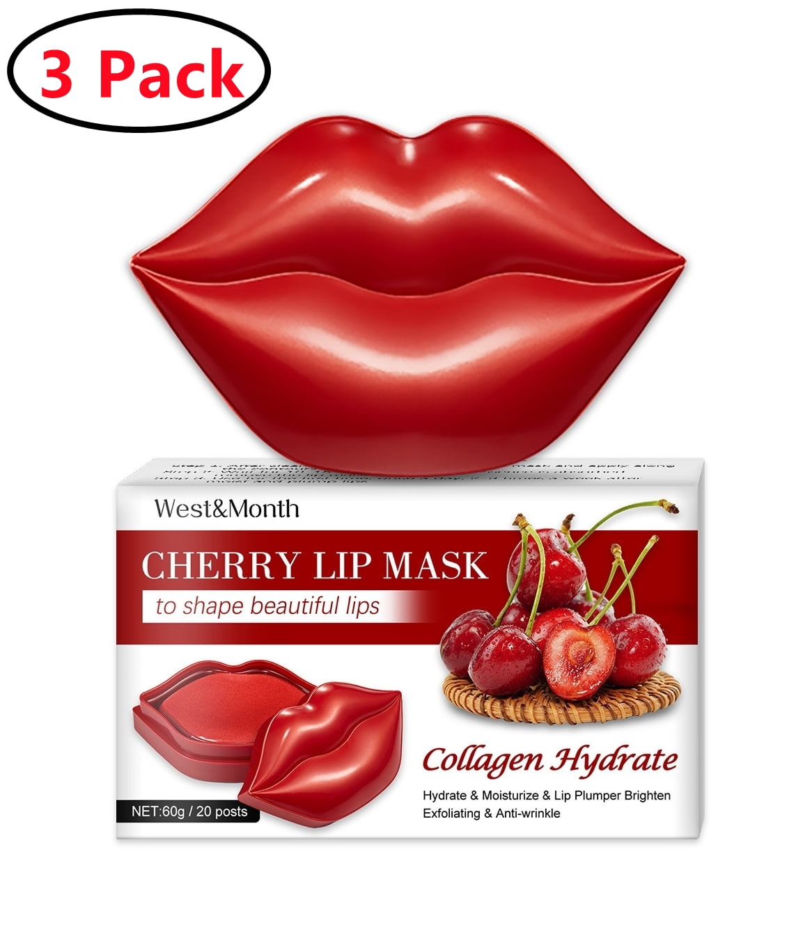 3 Pack 20 PCS of Moisturizing Collagen Crystal Lip Mask - Anti-Ageing ...