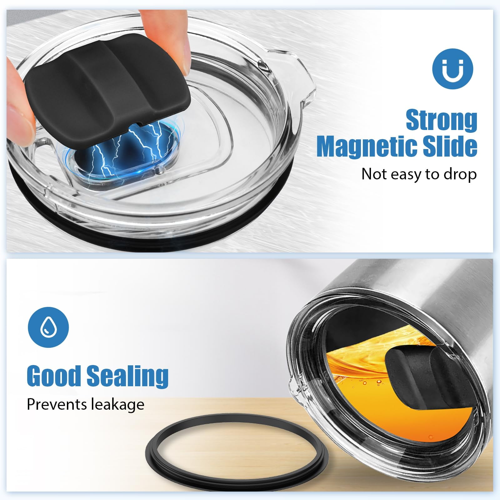 3 Pack 20 oz Tumbler Lid, Magnetic Slider Replacement Lids for 20 oz ...