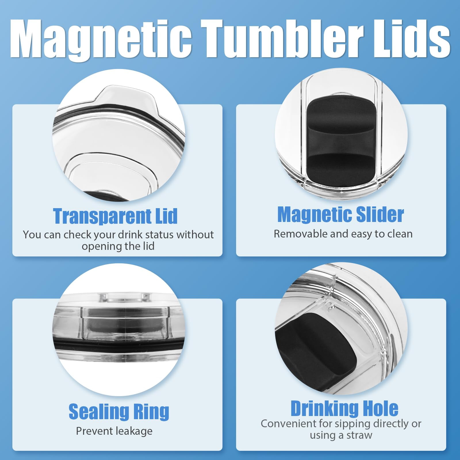 3 Pack 20 oz Tumbler Lid, Magnetic Slider Replacement Lids for 20 oz ...
