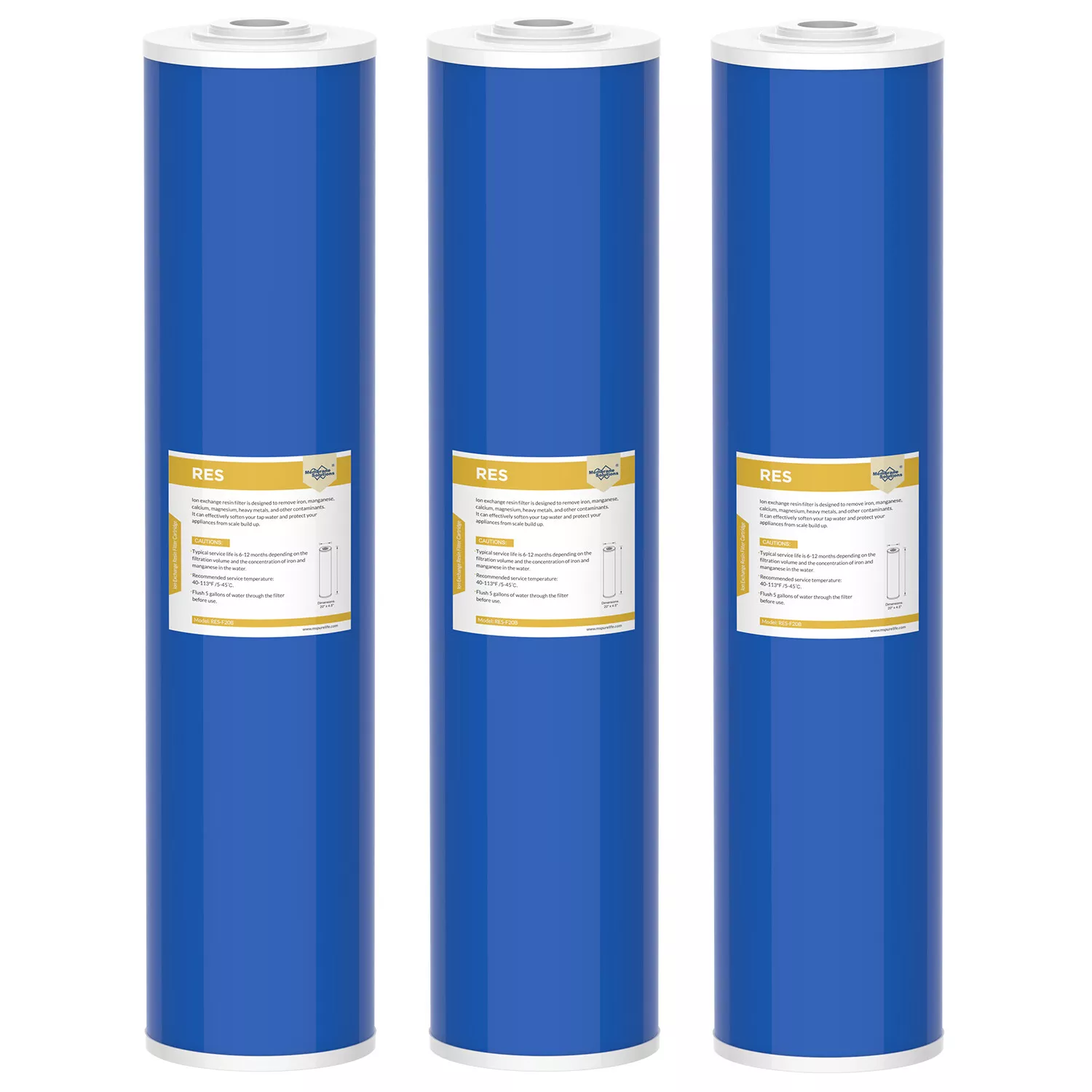 3 Pack 20"x4.5" Heavy Metal Water Softener Whole House Filter Ion ...