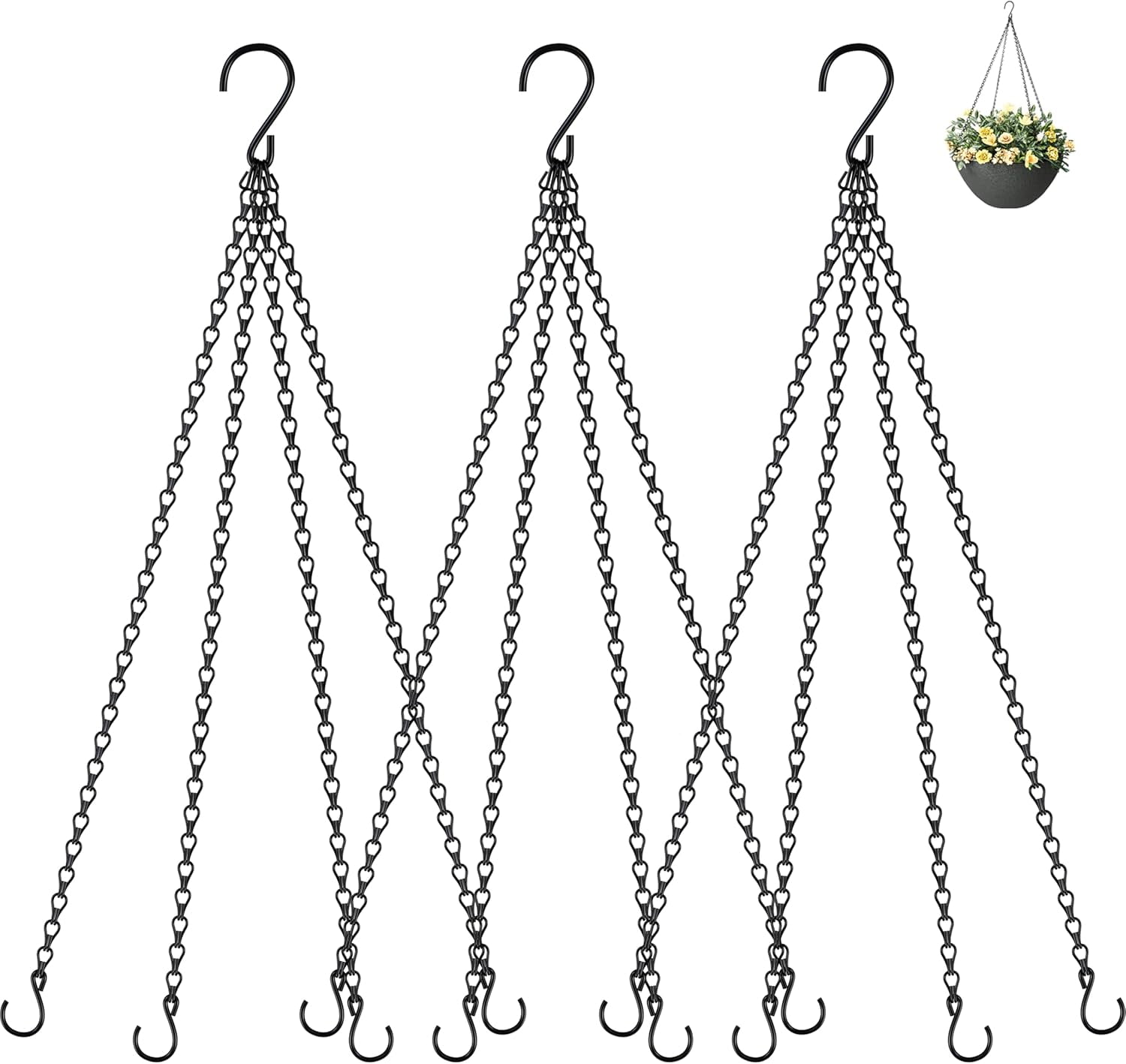 3 Pack, 23 Inch Hanging Baskets Chain, Chains with Hooks Flower Pot ...