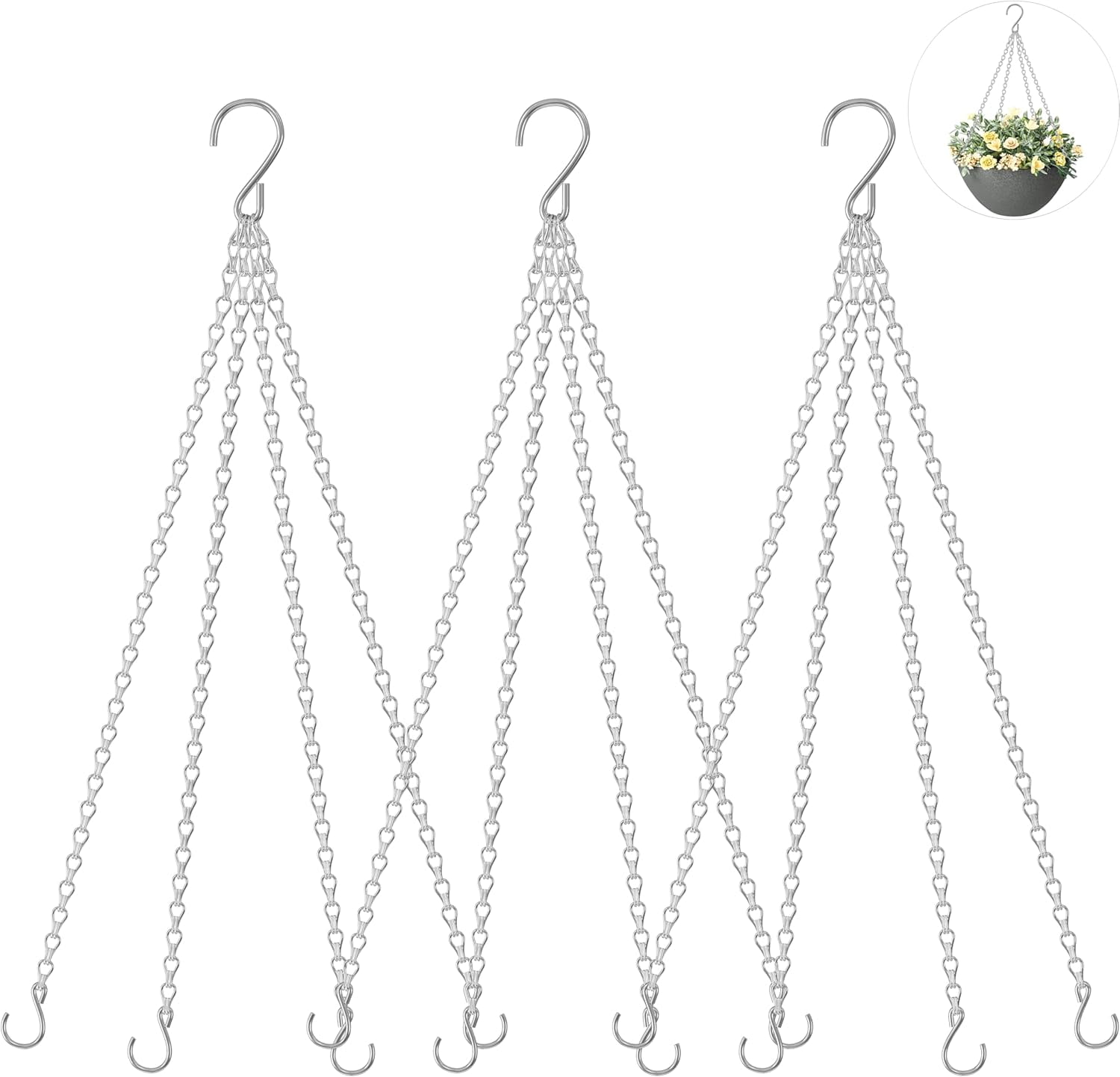 3 Pack, 23 Inch Hanging Baskets Chain, Hanging Chains with Hooks Flower ...