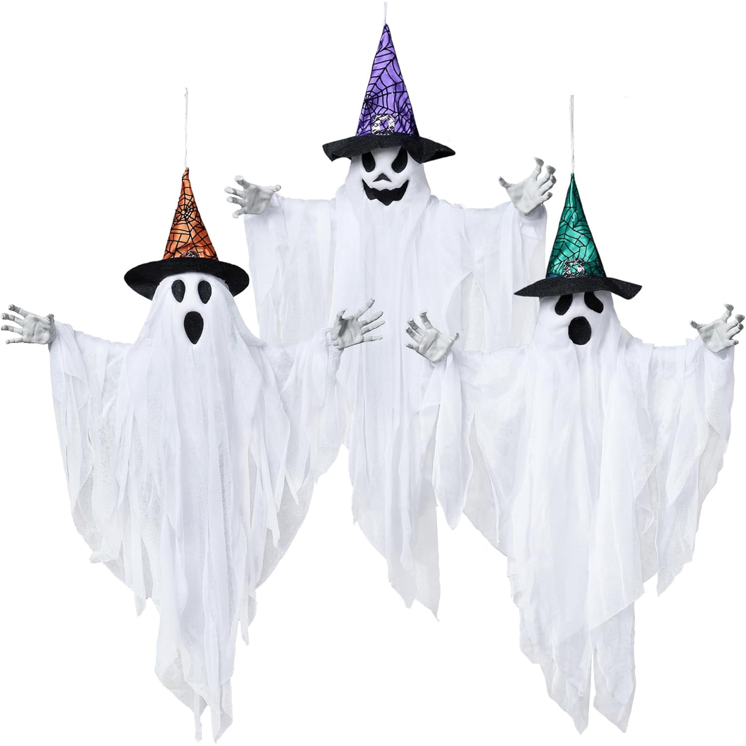 3 Pack 24.8" Halloween Hanging Ghost Decorations, Halloween White ...