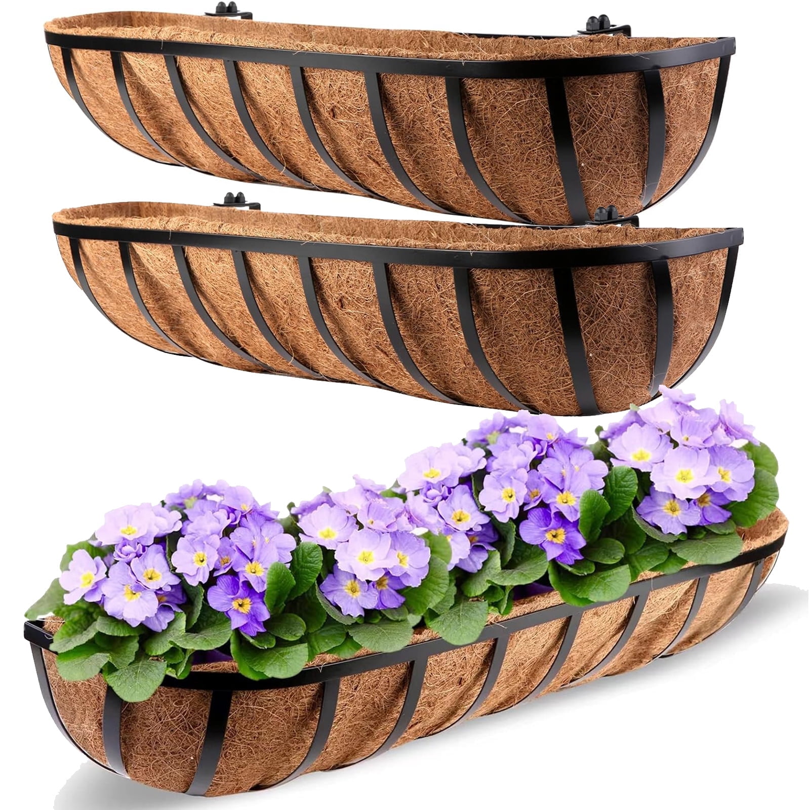 3 Pack 24" Deck Rail Box Planters - Outdoor Hanging Baskets for Flowers ...