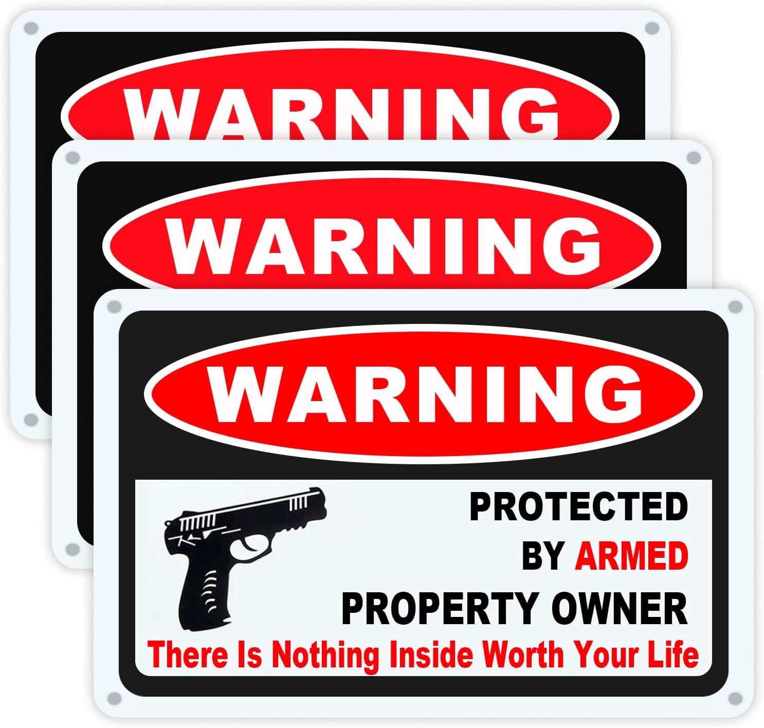 3-Pack 24 Hour Video Surveillance Signs 10’’x7’’ No trespassing private ...