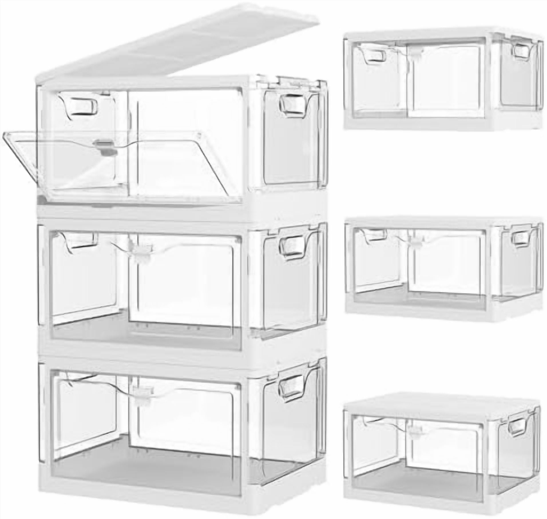 3-Pack 24 QT Clear Stackable Storage Bins with Lids & Magnetic Doors ...