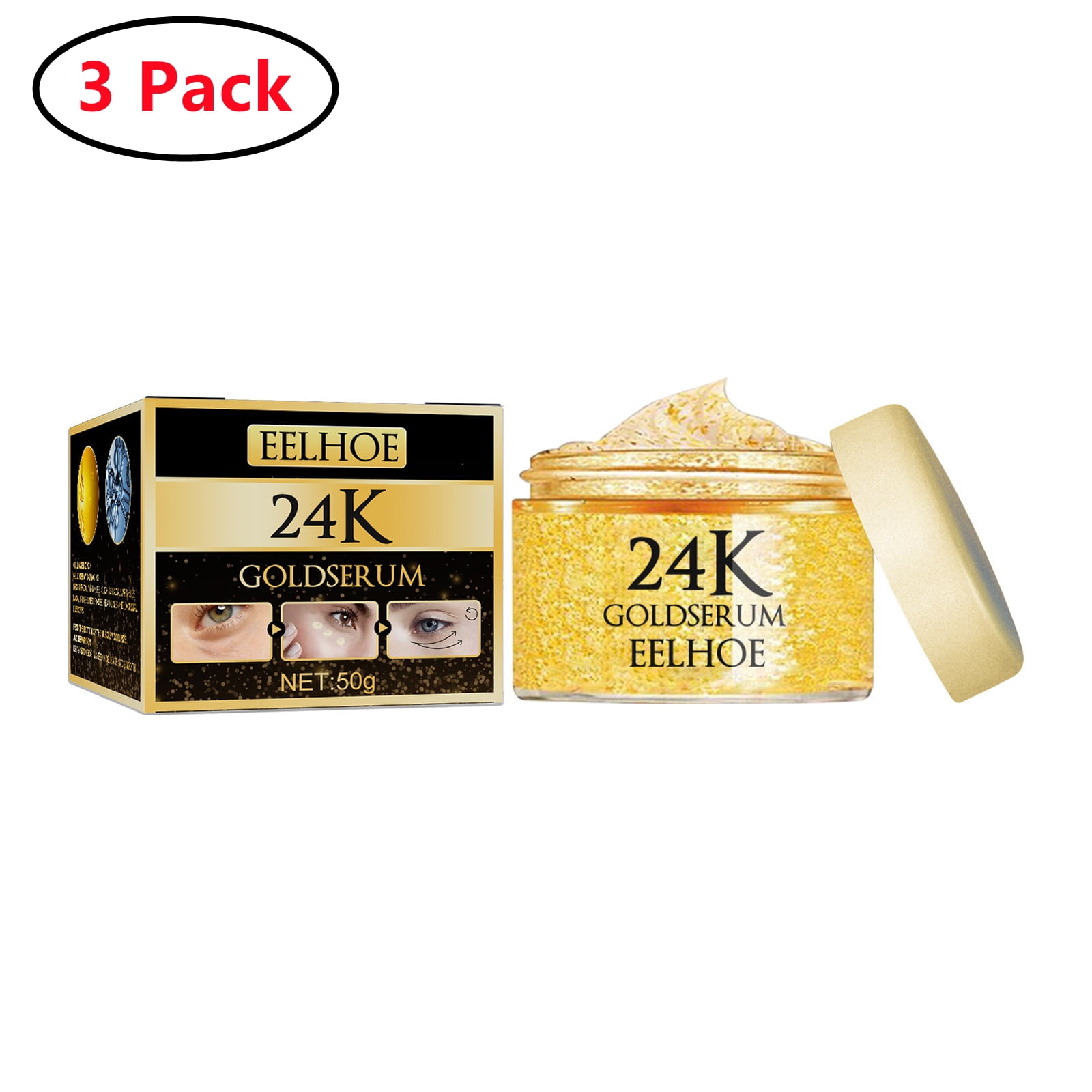 3 Pack 24K Gold Eye Cream – Firming, De-Puffing & Hydrating | Wrinkle ...