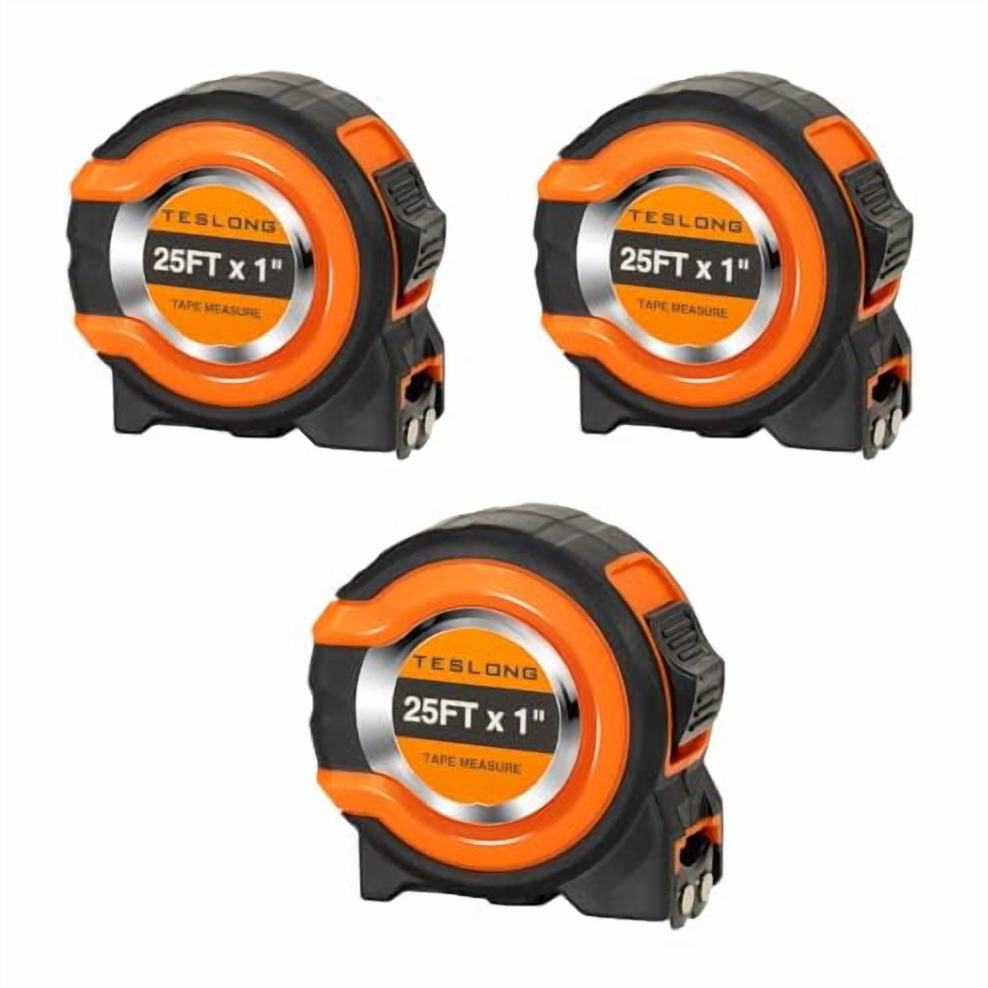 3 Pack 25 ft Tape Measure, Retractable Magnetic Measuring Tape, 1/8 ...