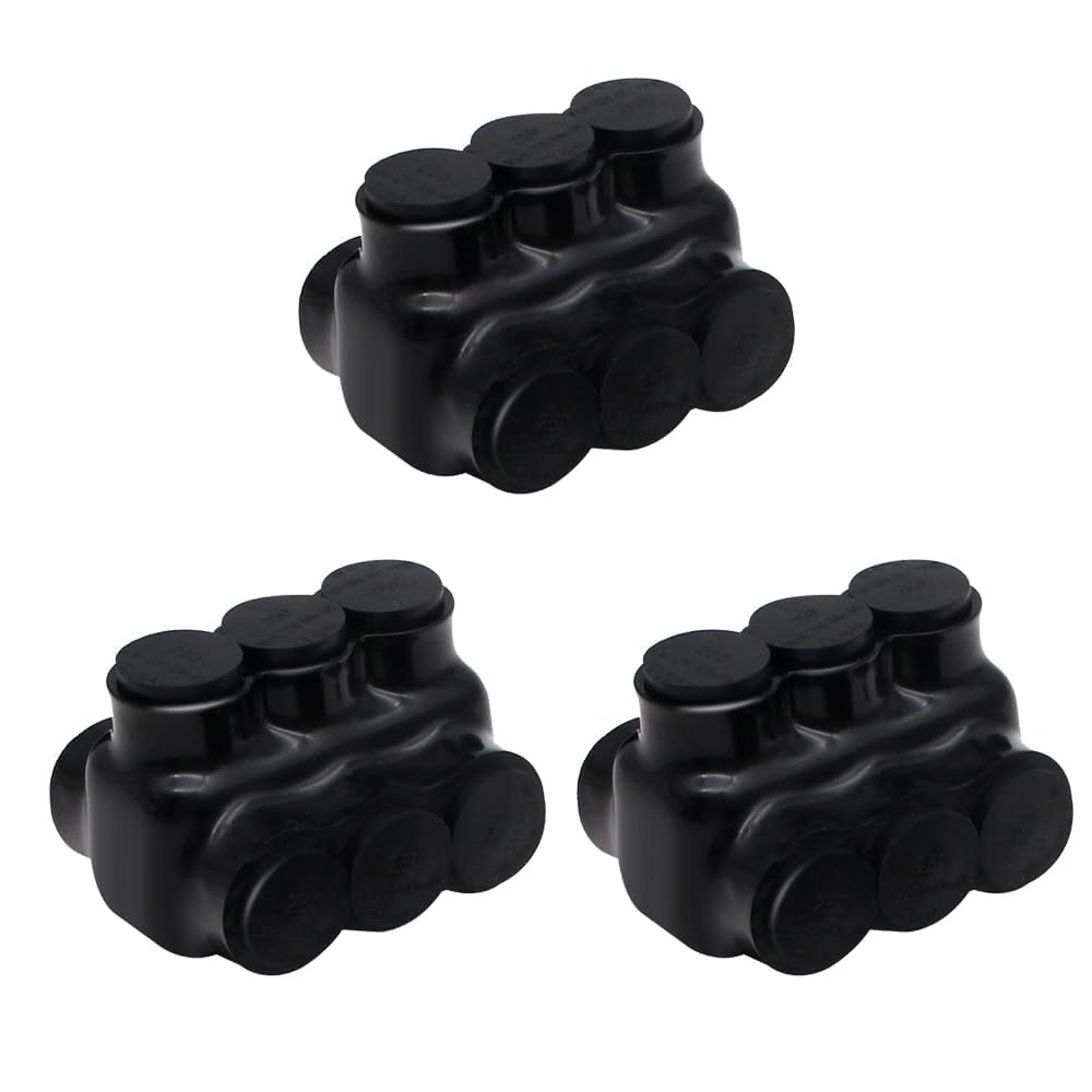 3-Pack 250-6AWG Insulated Connectors, 6 Gauge Wire Connectors, 3 Port ...