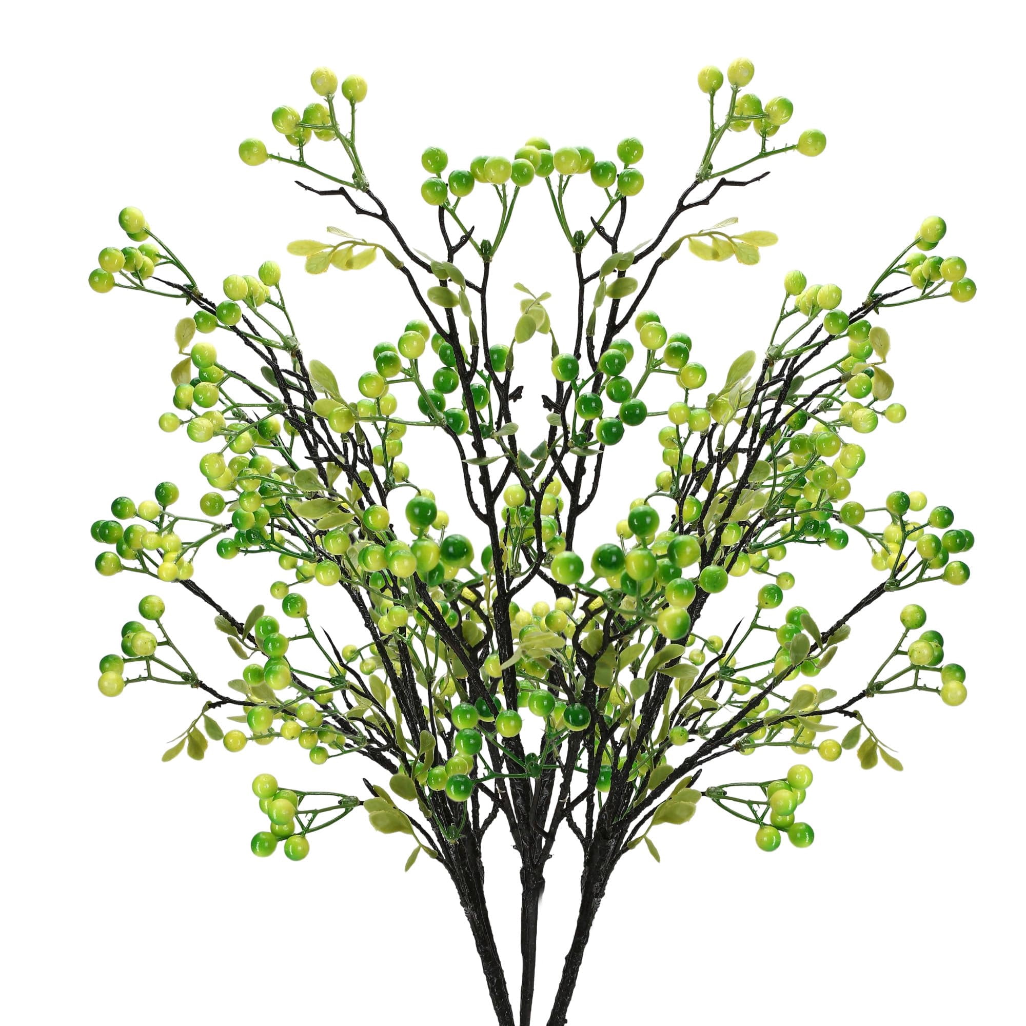 3 Pack 27.5 Inches Faux Berry Stems Realistic, Green Berry Pip Branch ...