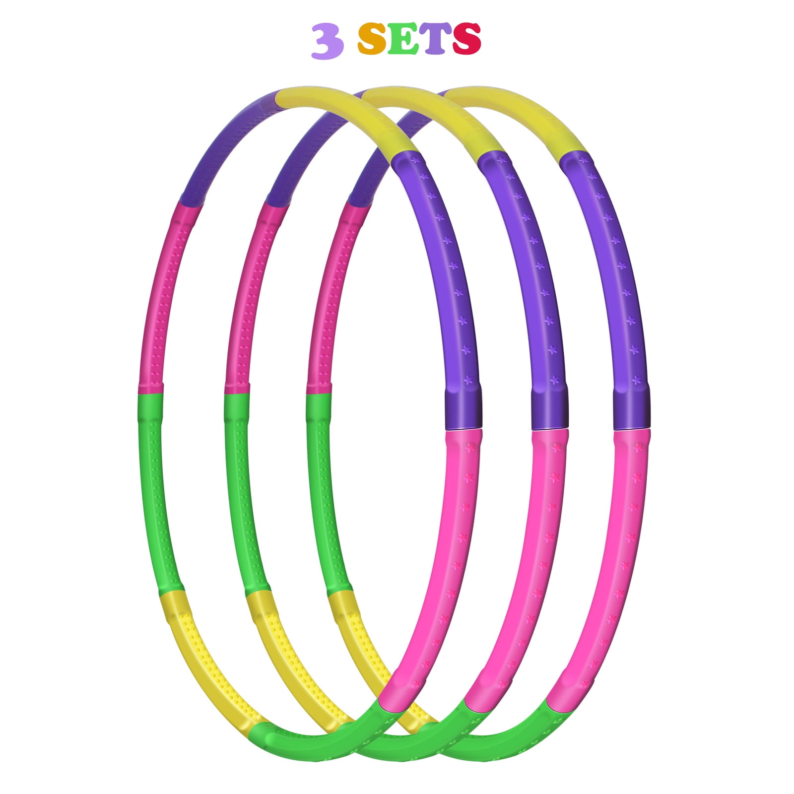 TABGIME 3 Pack 27" Adjustable Kids Exercise Hoops Detachable 3-12 Child ...