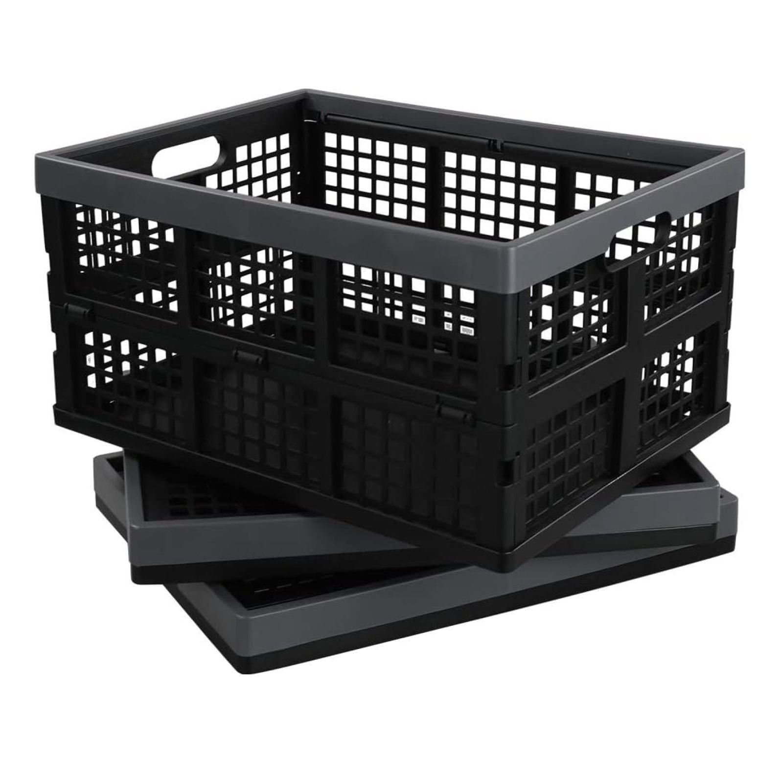 3-Pack 28 L Collapsible Crates, Plastic Folding Storage Crates ...