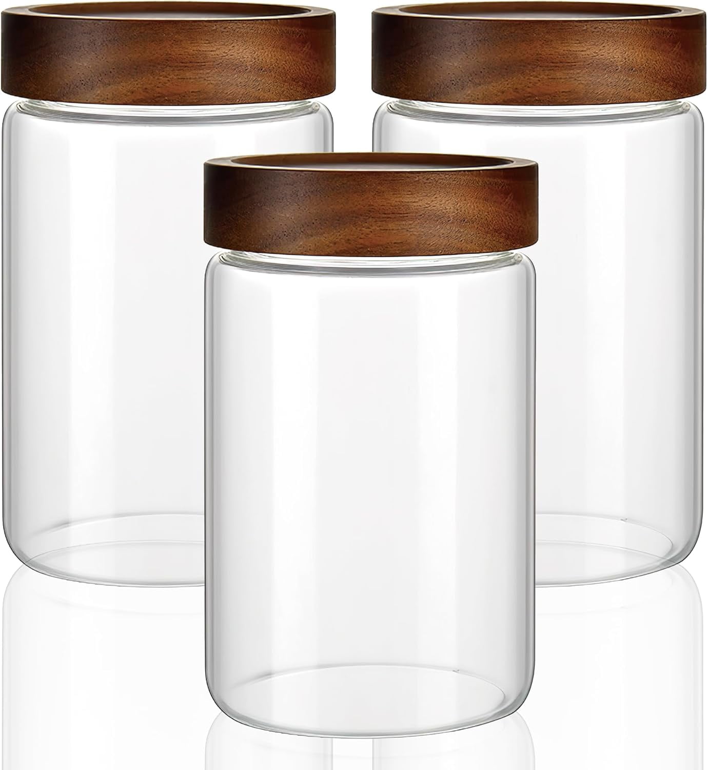 3 Pack 28 fl oz/850 ml Clear Glass Storage Canister with Airtight ...