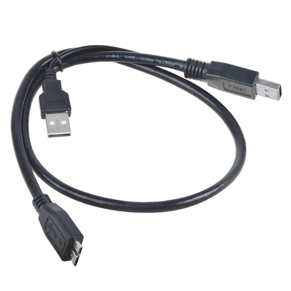 3-Pack 2FT USB 3.0 Micro Y Cable, 3.3FT, Heavy Duty High Speed Hard ...