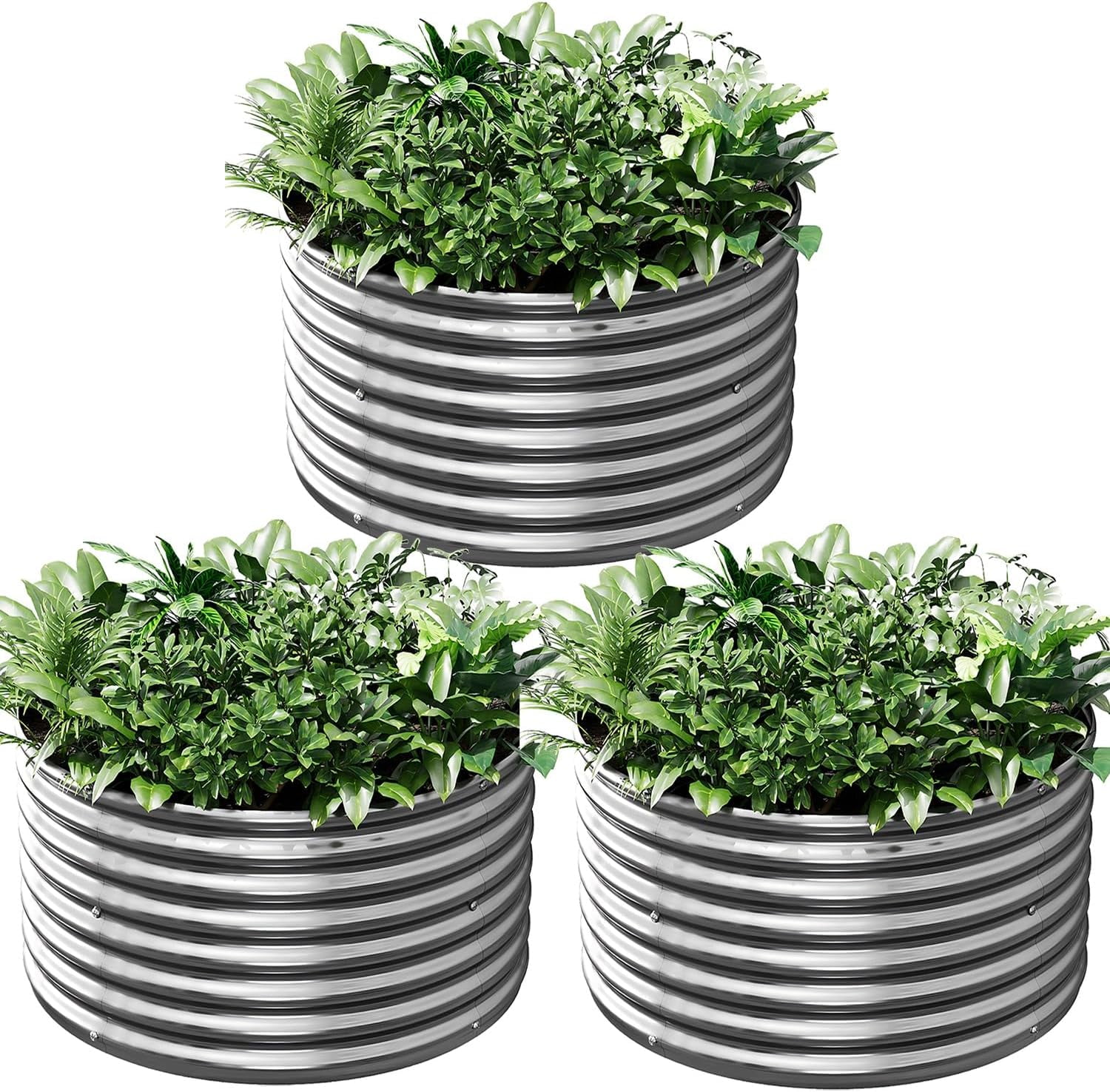 3 Pack 2x2ft Metal Raised Garden Beds - 10" Tall Galvanized Steel ...