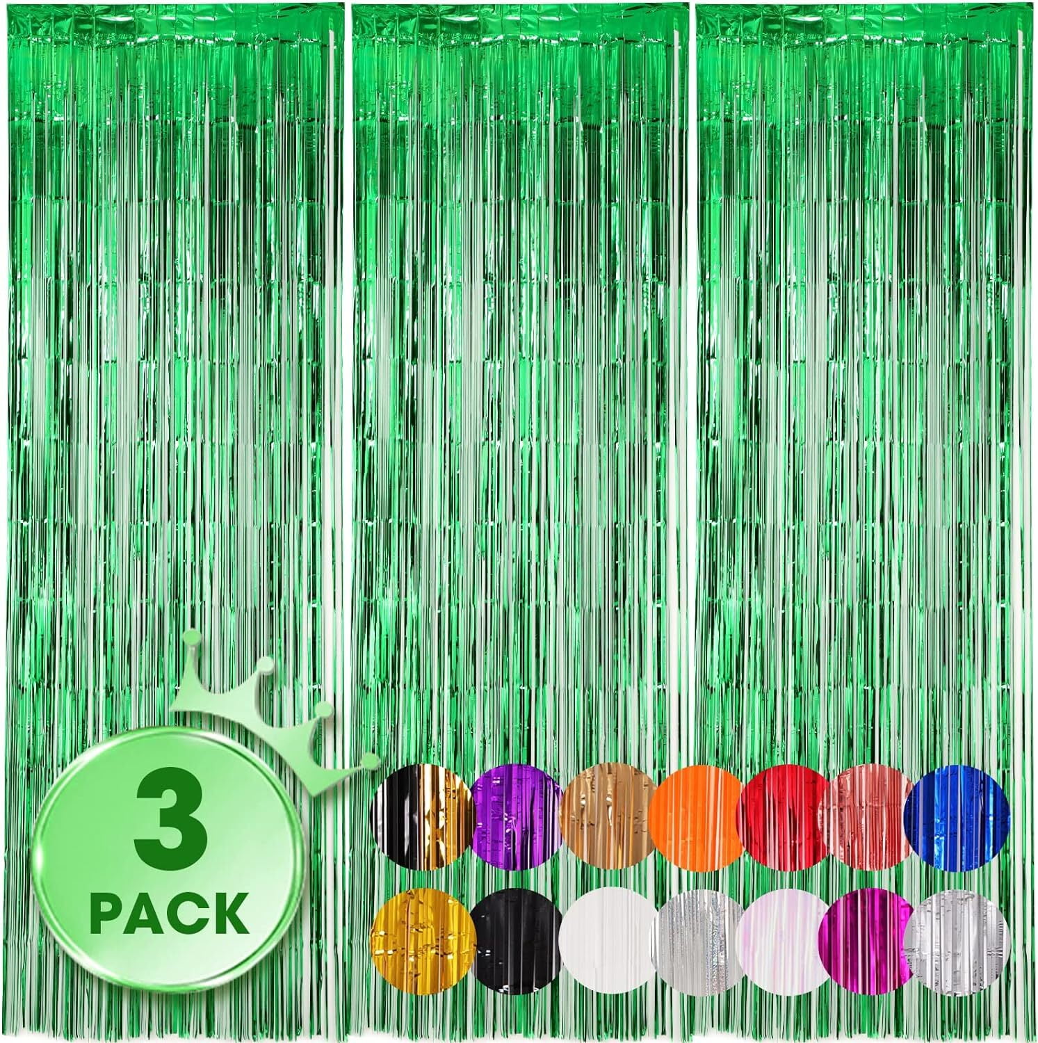 HTSQYL 3 Pack 3.3'x9.9' Green Foil Fringe Curtains, Tinsel Backdrop, Party Decorations - Walmart.com