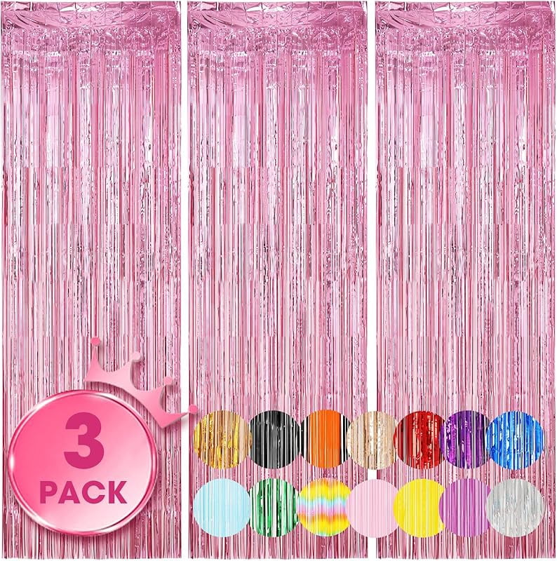 3 Pack 3.3x8.2 Feet Black Foil Fringe Backdrop Curtains, Tinsel ...