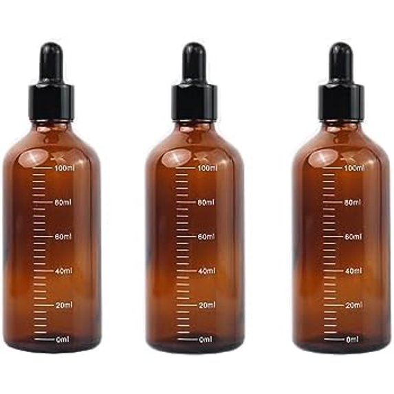 3 Pack 3.4OZ Amber Glass Dropper Bottles with Graduated Scale Empty ...