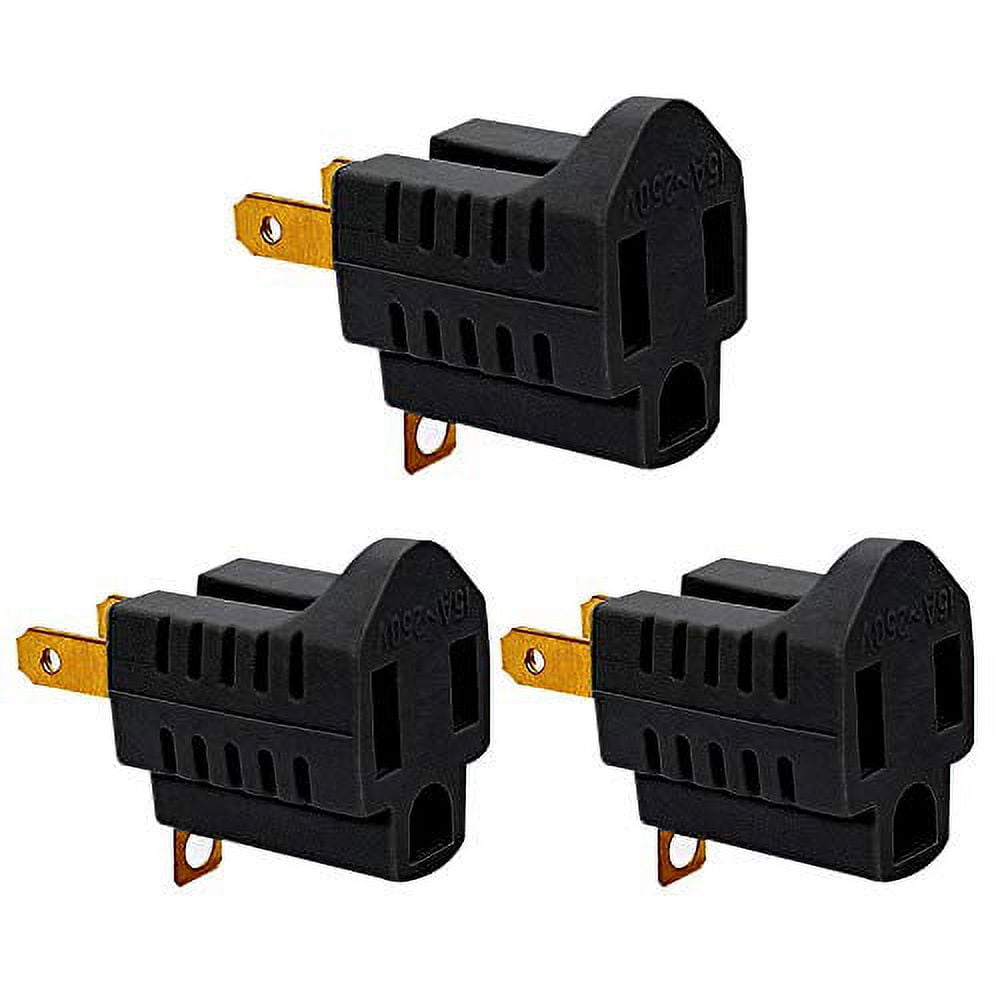 (3 Pack) 3-Prong to 2-Prong Adapter Grounding Converter 3 Pin to 2 Pin ...