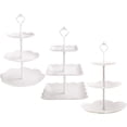 3 Pack 3 Tiers White Plastic Cupcake Stand Dessert Stand Tiered Serving ...