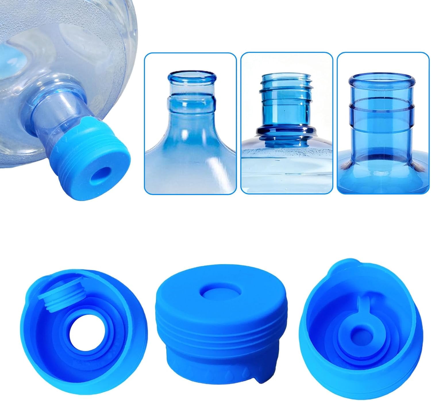 3 Pack 3 and 5 Gallon Water Jug Cap, Upgrade Silicone Reusable ...