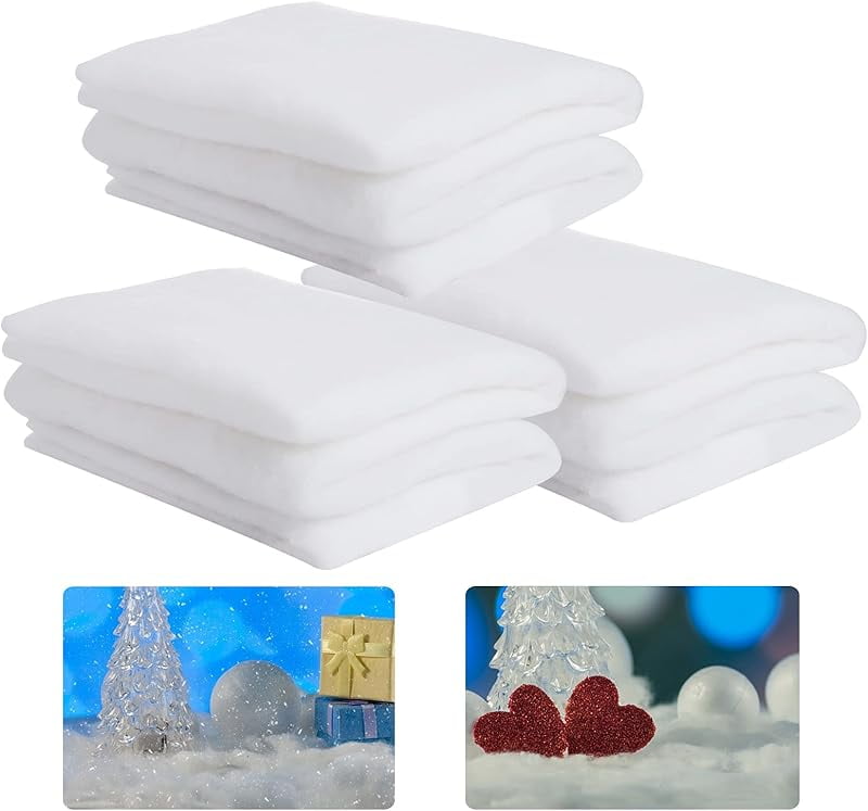 3 Pack 3 x 8 Ft Fake Snow Blanket, Thickened Christmas Faux Snow Sheet ...