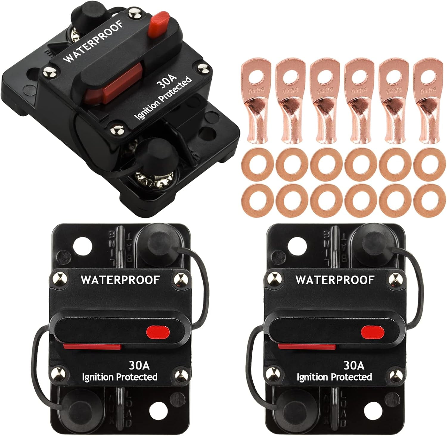 3 Pack 30 Amp Auto Car Stereo Audio Circuit Breaker Fuse 12-48VDC ...