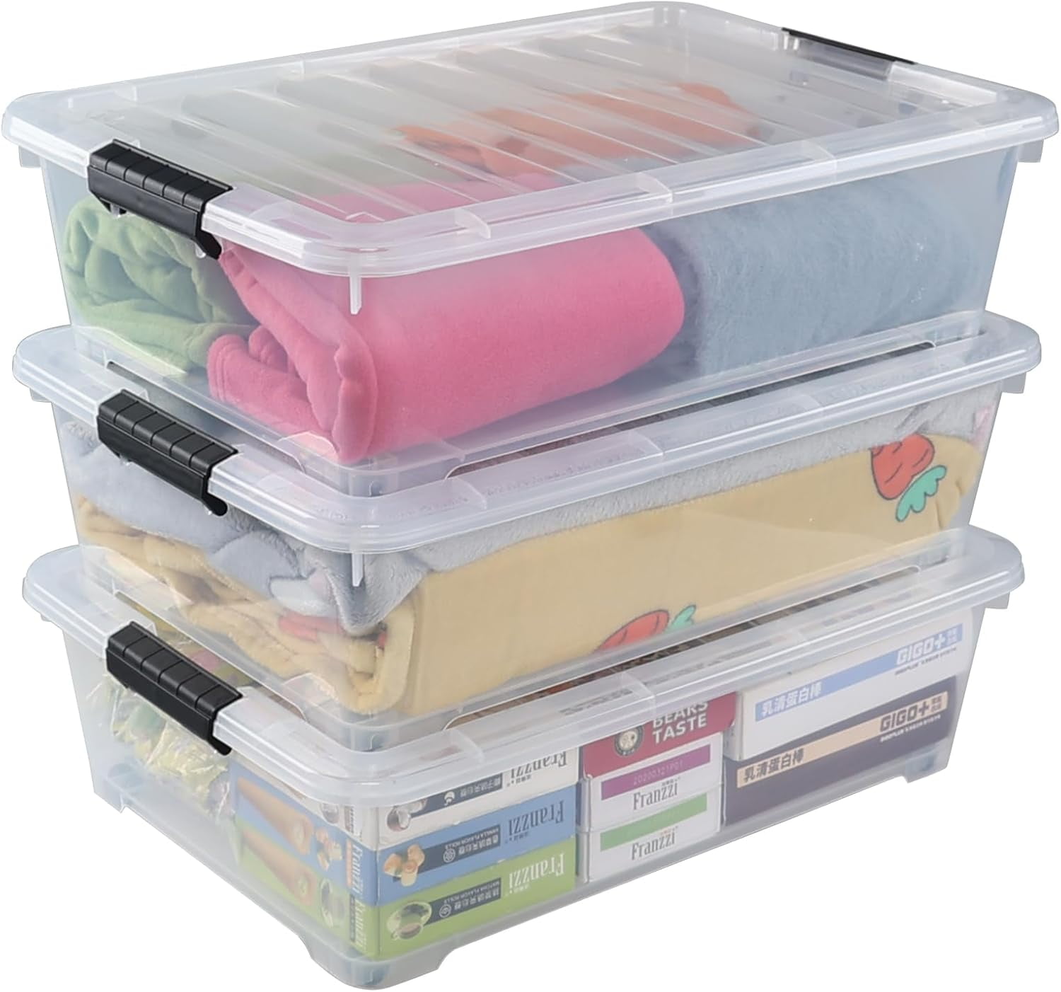 3-Pack 30L Under Bed Storage Containers, Underbed Clothes Storage ...