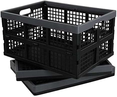 3-Pack 32 L Collapsible Crates, Plastic Folding Storage Crates$$Office ...