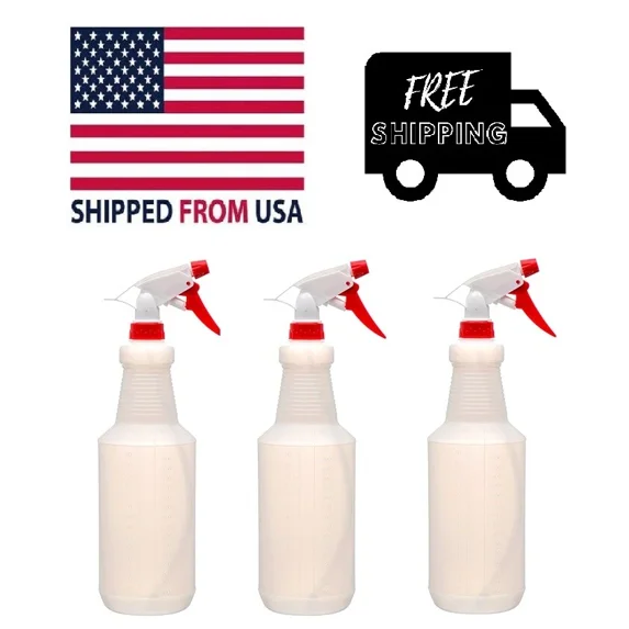 3 Pack 32 Oz Heavy Duty Spray Bottle Plastic Trigger Chemical Resistant ...