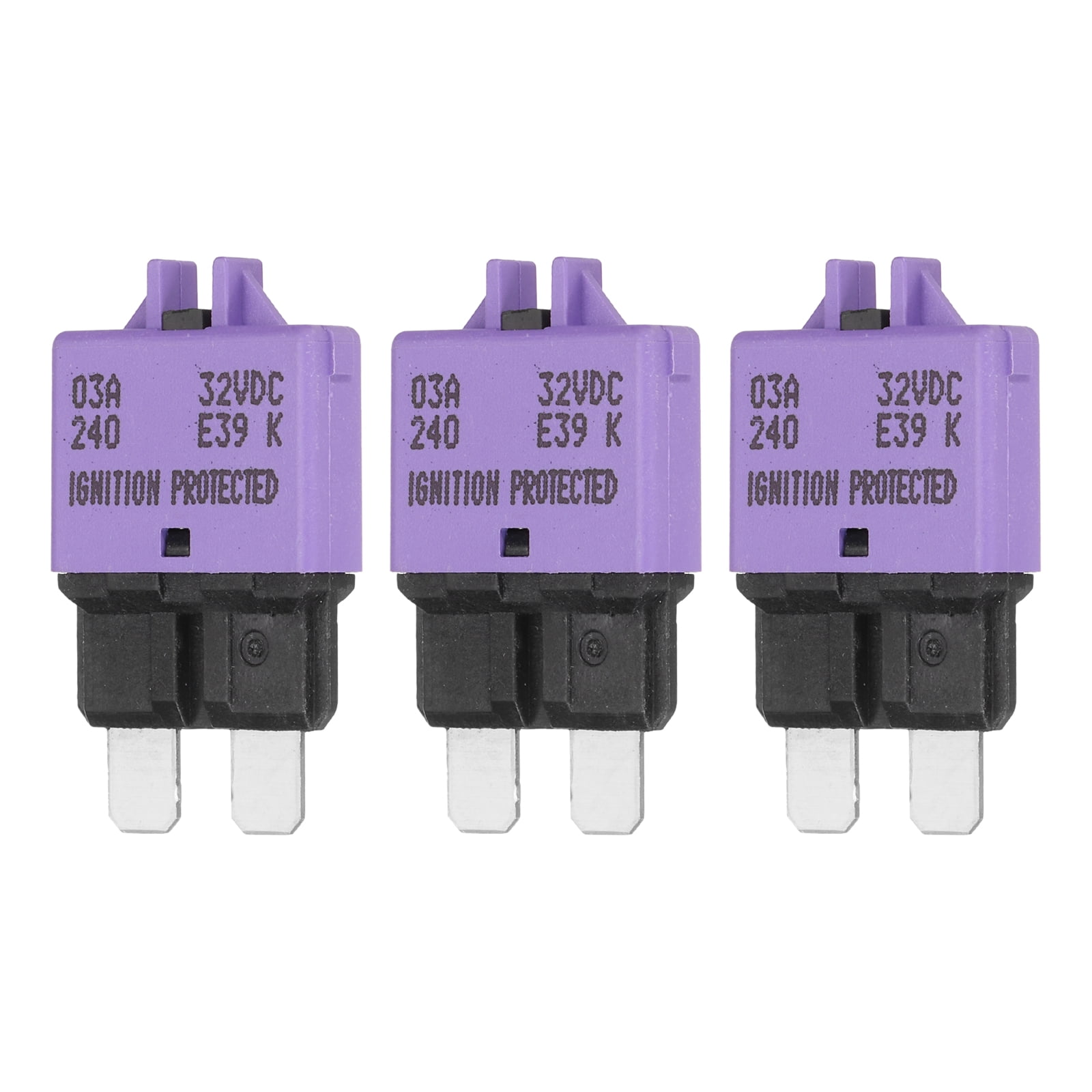 3 Pack 32V DC 3A Purple ATC/ATO Manual Mini Resettable Fuse for Car ...