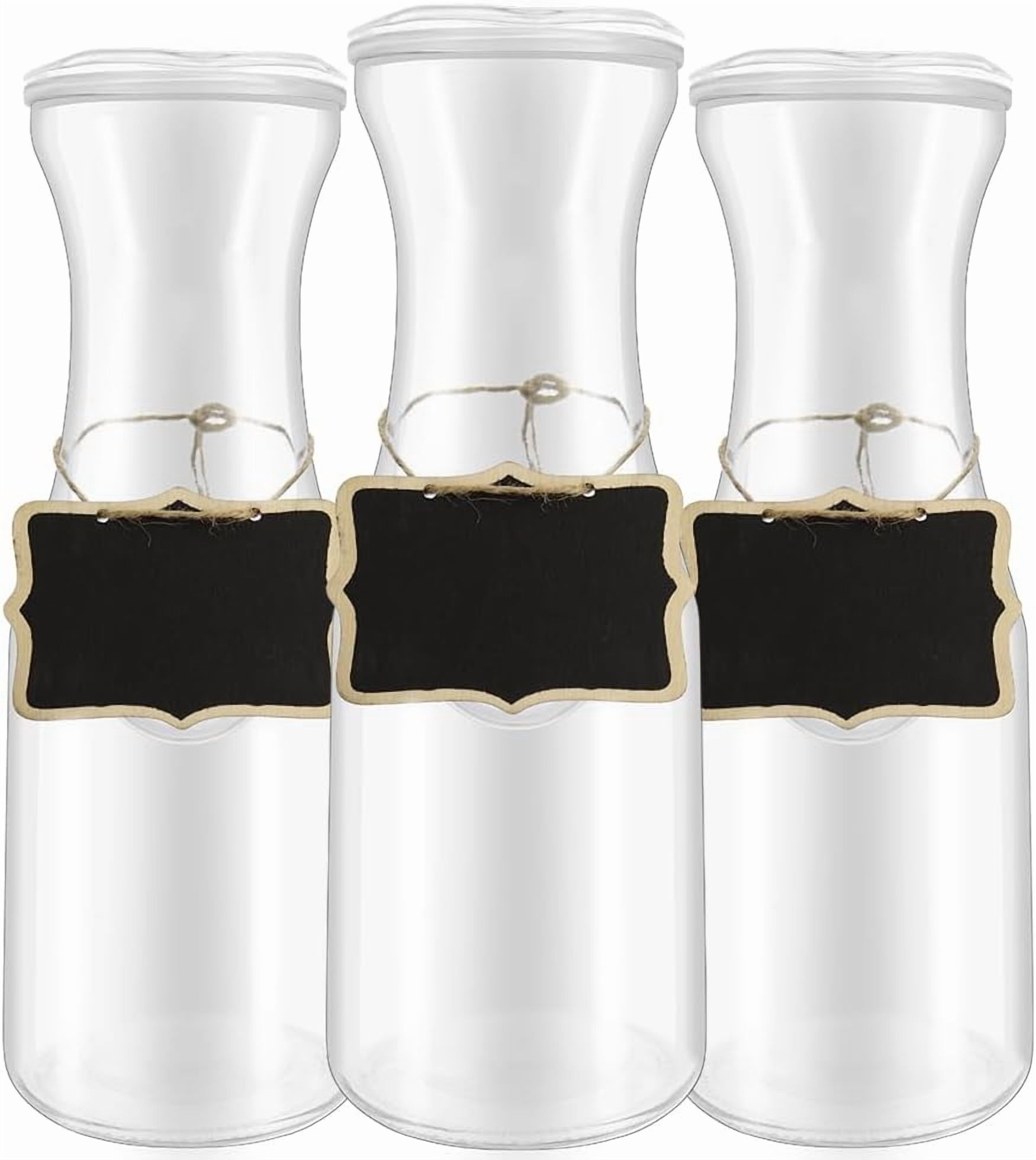 3 Pack 34 Ounces Glass Pitchers Wine Carafe Decanter with Acrylic Lid ...