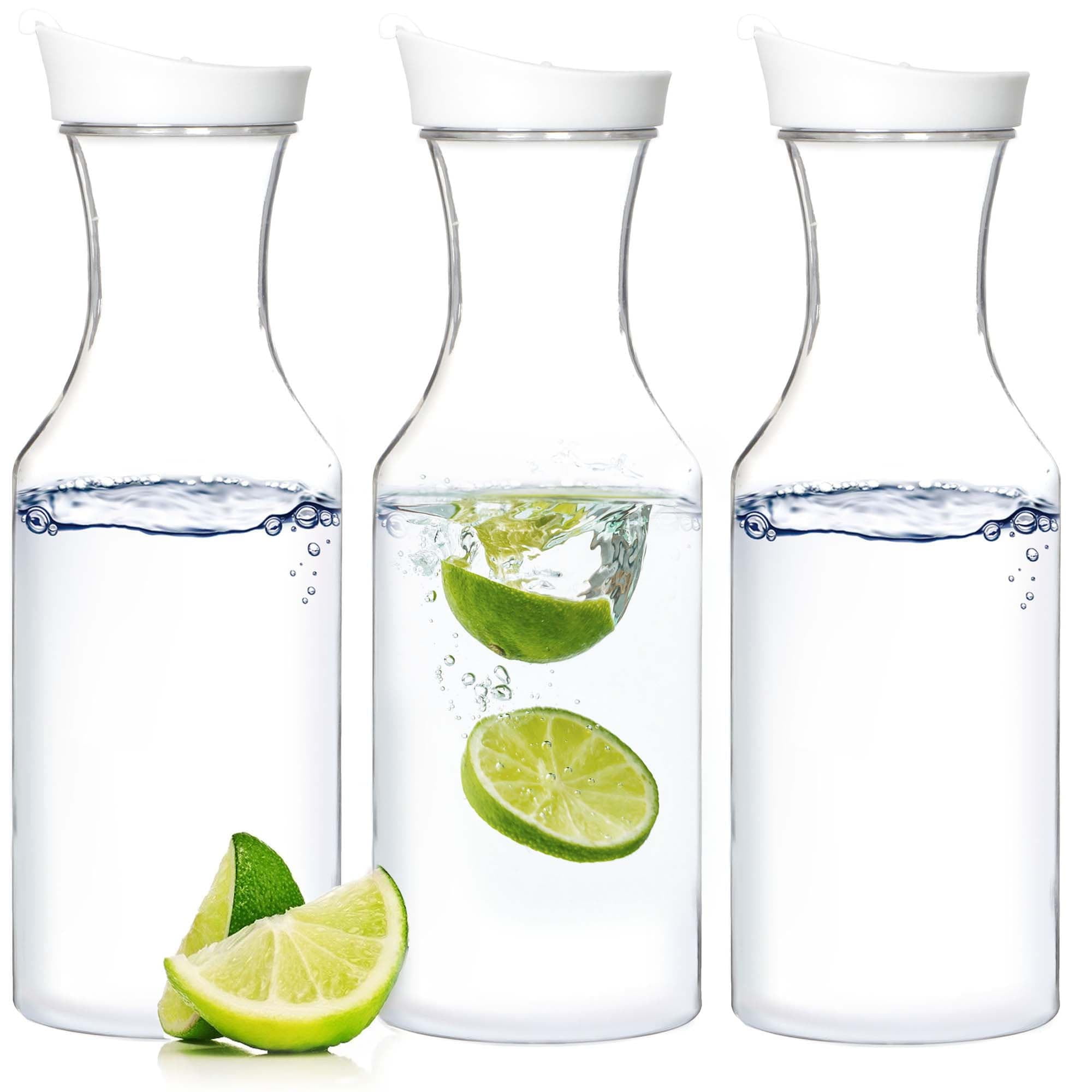 3 Pack 35OZ Plastic Carafe, Reusable Clear Water Pitcher, Beverage ...