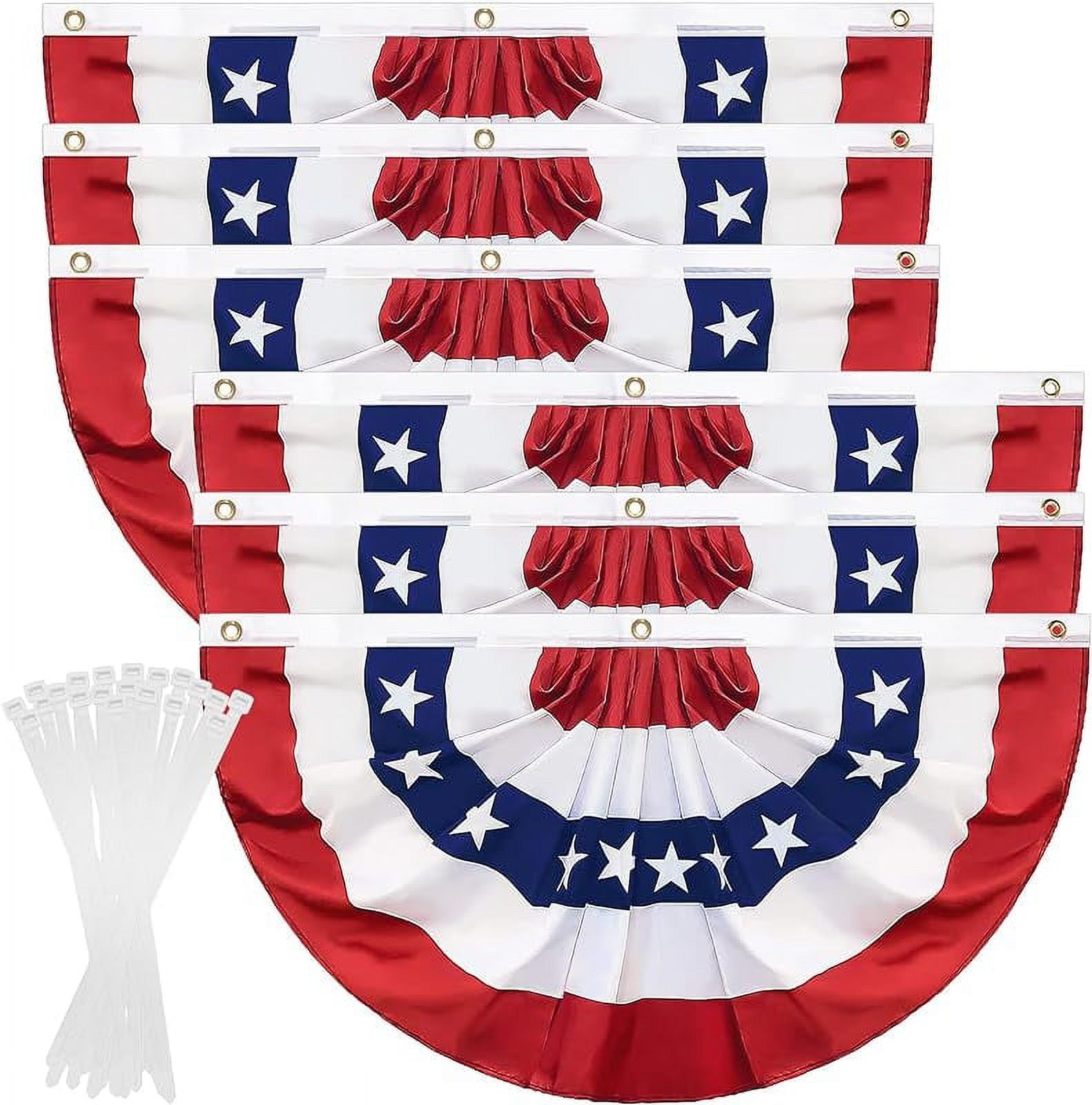 3 Pack 3X6Ft American Flag Bunting, US Pleated Fan Flag 4th of July ...