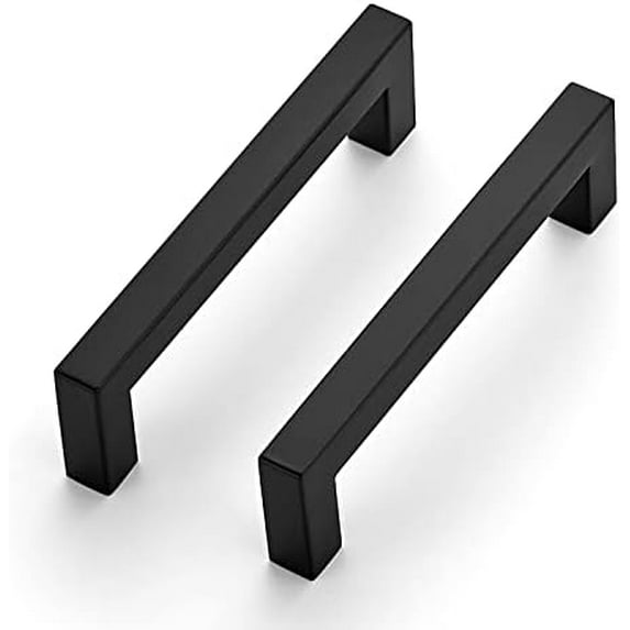 3 Pack 4-1/2 Inch Kitchen Square Cabinet Handles Matte Black Pulls ...